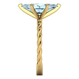 Clara Pucci 2ct Marquise Cut Solitaire Rope Knot Natural Swiss Blue Topaz Engagement Promise Anniversary Ring 18k yellow Gold 4.25