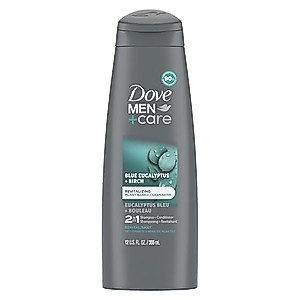 Dove Men+Care 2 in 1 Shampoo & Conditioner Eucalyptus & Birch For Healthy-Looking Hair Naturally Derived Plant Based Cleansers 12 oz