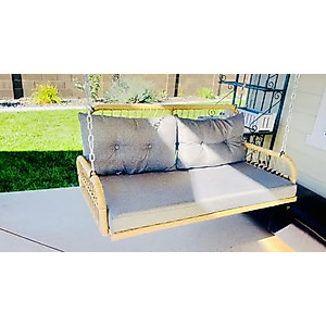 YITAHOME Hanging Porch Swing Rattan Patio Swing Lounge Swing Chair Hammock Chair Cushions 550lbs for Garden, Patio, Balcony, Living Room, Gray