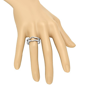 Dazzlingrock Collection 0.25 Carat (ctw) 14K Round Cut Diamond Wedding Enhancer Guard Double Ring 1/4 CT, White Gold, Size 5