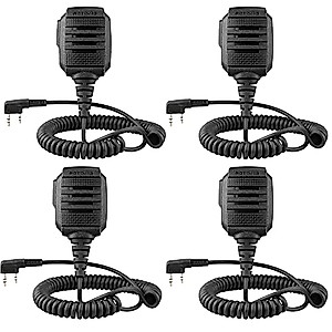 Retevis IP54 Waterproof 2 Pin Walkie Talkie Speaker Microphone Compatible with Retevis RT22 RT21 RT68 H-777 RT22S RB29 RT86 RT-5R RT19 RT27 Baofeng BF-F8HP UV-5R Arcshell AR-5 Two Way Radio(4 Pack)
