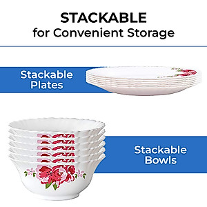 Borosil Gourmet Dinnerware Set For 6, 19 Pieces, White Dinner Plates and Bowls Sets, Chip Resistant Tempered Opal Glass, Stain Resistant, Dishwasher & Microwave Safe Dinner Set For Gifting, Serves 6