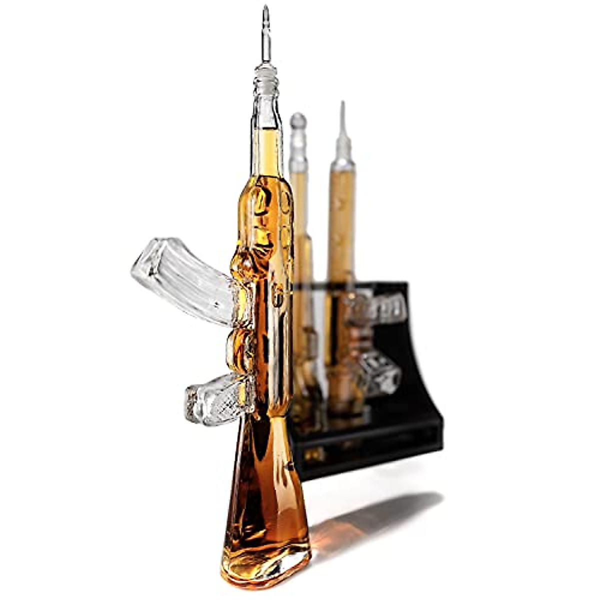3 Gun Whiskey Decanters Set AR15, AK47, & Rifle Gun Decanter Set 1000ml by The Wine Savant - Veteran Gifts, Home Bar, Gun Lover Gifts, Tik Tok Gun Decanter, Military Gifts
