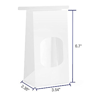 BagDream Bakery Bags with Window Kraft Paper Bags 50Pcs 3.54x2.36x6.7 Inches Tin Tie Tab Lock Bags White Window Bags Cookie Bags, Coffee Bags, Treat Bags, Popcorn Bags