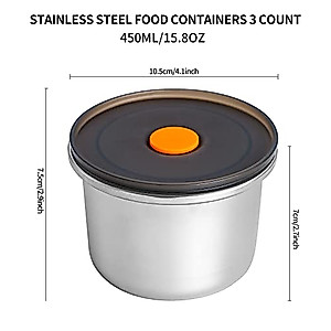 Stainless Steel Metal Food Storage Containers with Lids 440 * 3 Food Preservation Lunch Box Containers Leak-proof Light Easy Set with Air Vent Snack Boxes for People, Kitchen Storage…
