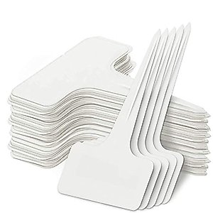 Hoople 100 Pcs 3.9 Inch Plastic Plant Labels Garden Marker Nursery Tags T-Type Stake Notes Strip White (1.2x2.3x3.9 in)