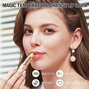 BINGBRUSH 3Pcs Color Changing Lipstick,Red Pink PH Mood Long Lasting Labiales Lip Care Moisturizer Lip Balm Korean Magic Lip Gloss Lip Tinted Stain Makeup Lipstick Set for Women