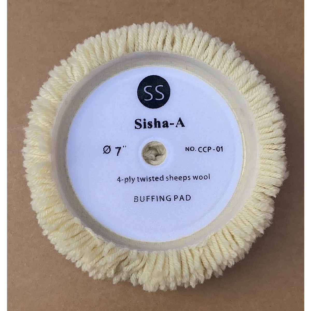 Sisha-A Wool Polishing Pads, 2 Pack 7" Buffing Pads with Hook and Loop Back for Compound, Cutting & Polishing, 100% Natural Wool, Thick and Aggressive