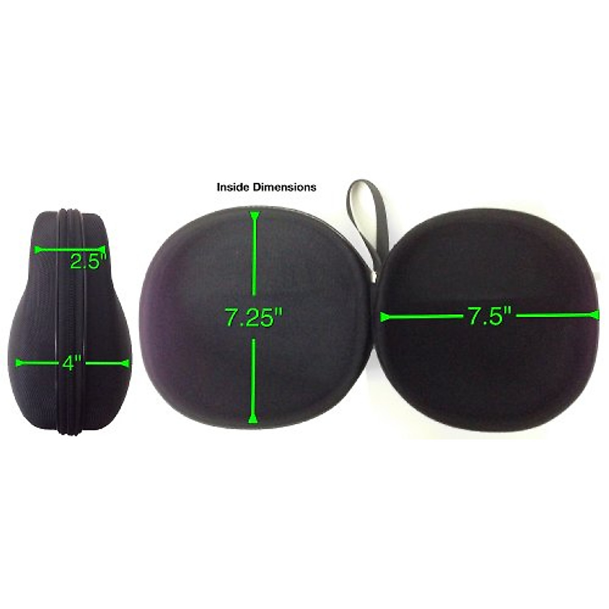 CASEBUDi Large Hard Headphone Case | Compatible with Sony, Sennheiser, Beats & More | Black Ballistic Nylon