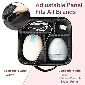 Wearable Breast Pump Bag, Compatible with Elvie and Willow Breast Pump, Hard Container Case Bag for Working Moms, Holds Pump Accessories, Milk Bags