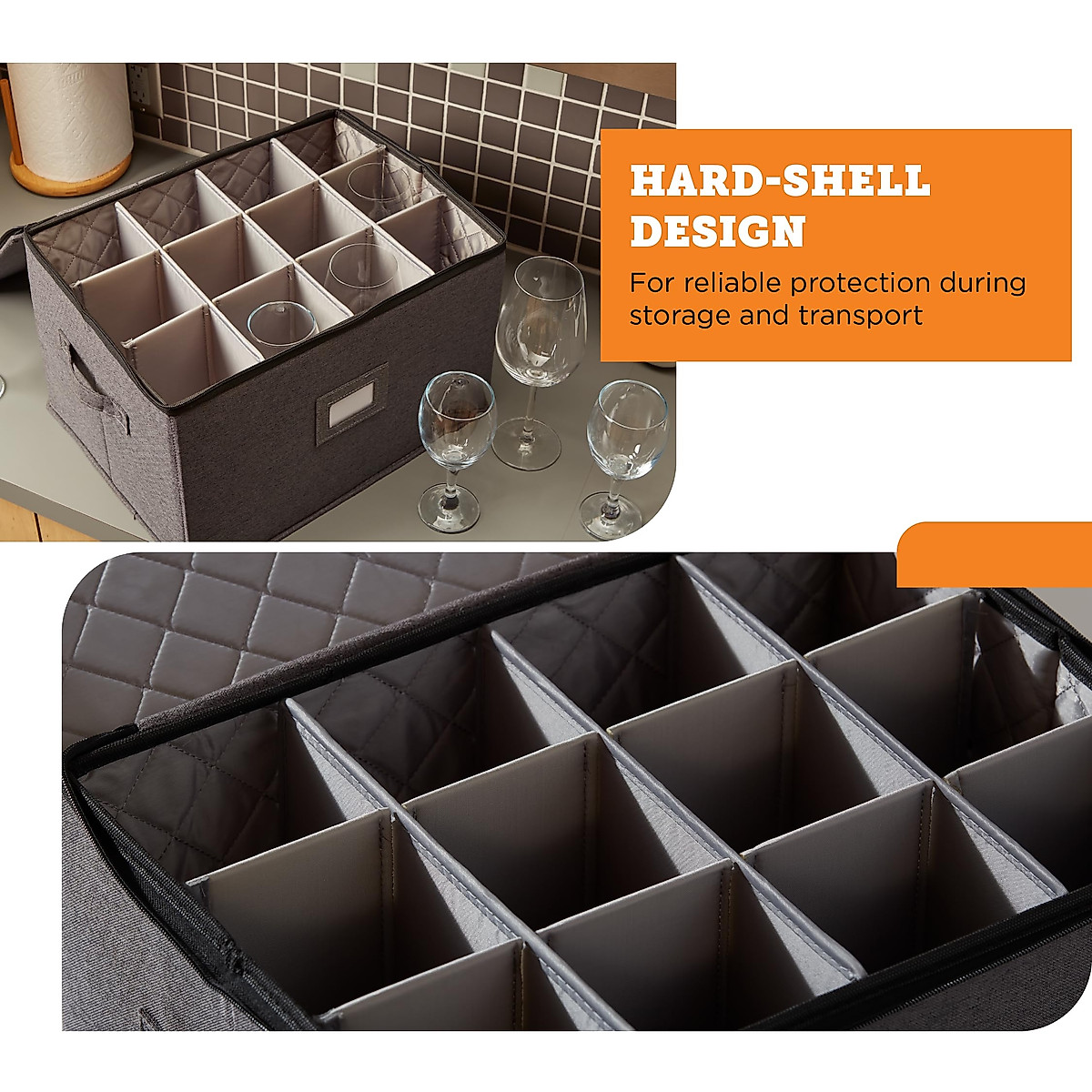 storageLAB Stemware Storage Cases (5 Piece Hard Shell Set for China Storage)