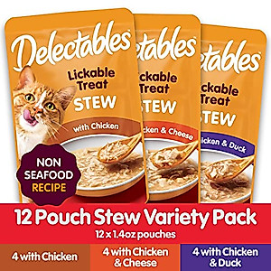 Delectables Non-Seafood Stew Lickable Wet Cat Treats, Variety Pack, 1.4 Ounce (Pack of 12)