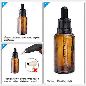 PATIKIL 75x28mm PVC Perforated Shrink Bands, 1000Pcs 0.05 mm/2 Mil Thickened Heat Shrink Seal Wrap Fit for 1.5"-1.75" Cap Diameter Essential Oil Bottles Jars Cans Tin, Clear