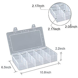 Sympabasic Souffahouse 2 Pack Plastic Small Crafts Storage Boxes with Adjustable Dividers (15 Grid)