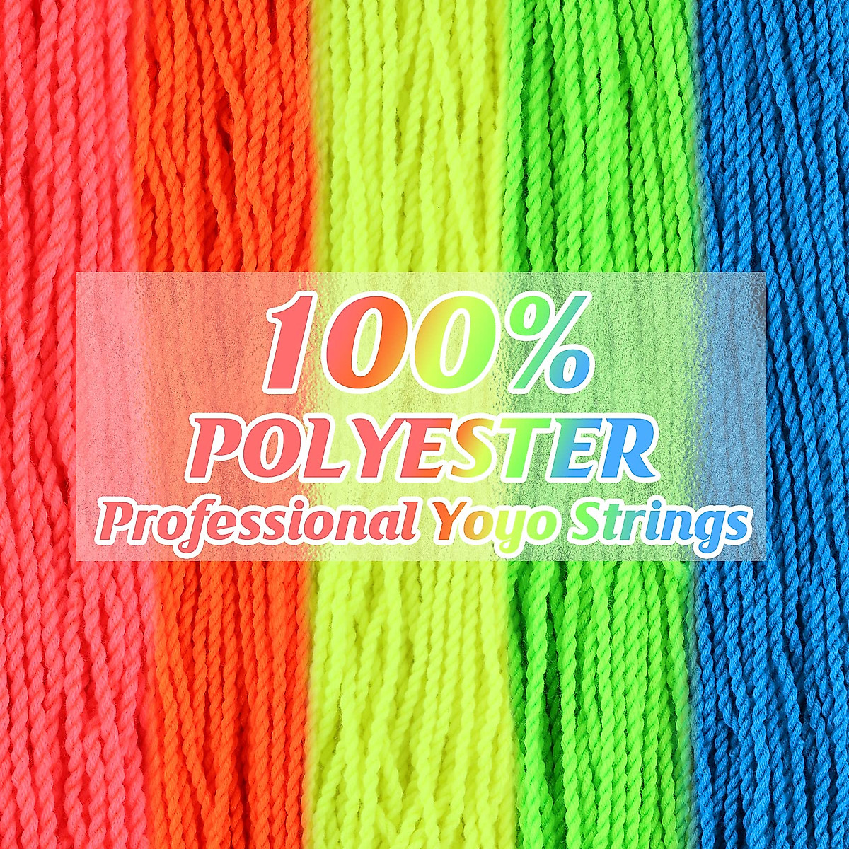 Professional Yoyo Strings Pack of 50, Soft 100% Polyester Yoyos String for Responsive and Unresponsive Yoyos , Blue, Green, Pink,Yellow, Orange Color