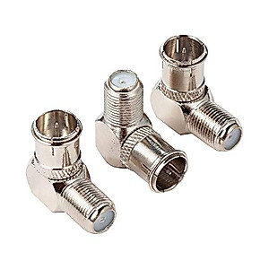 Ancable 3-Pack Right Angle F Type Adapters, F-Pin Quick Push On Male to Female 90 Degree Connector for Wall Mounted TV,Wall Plate, Cabinet, RV TV and Coax Coaxial Cable Connection