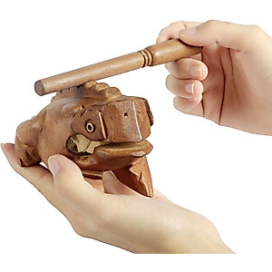GPCT [Wooden Frog Croak Guiro Toy. 4 Inch Medium Size, Sophisticated Craftsmanship, Croaking [Loud Sound] Frog Percussion Instrument- (Mango Wood)