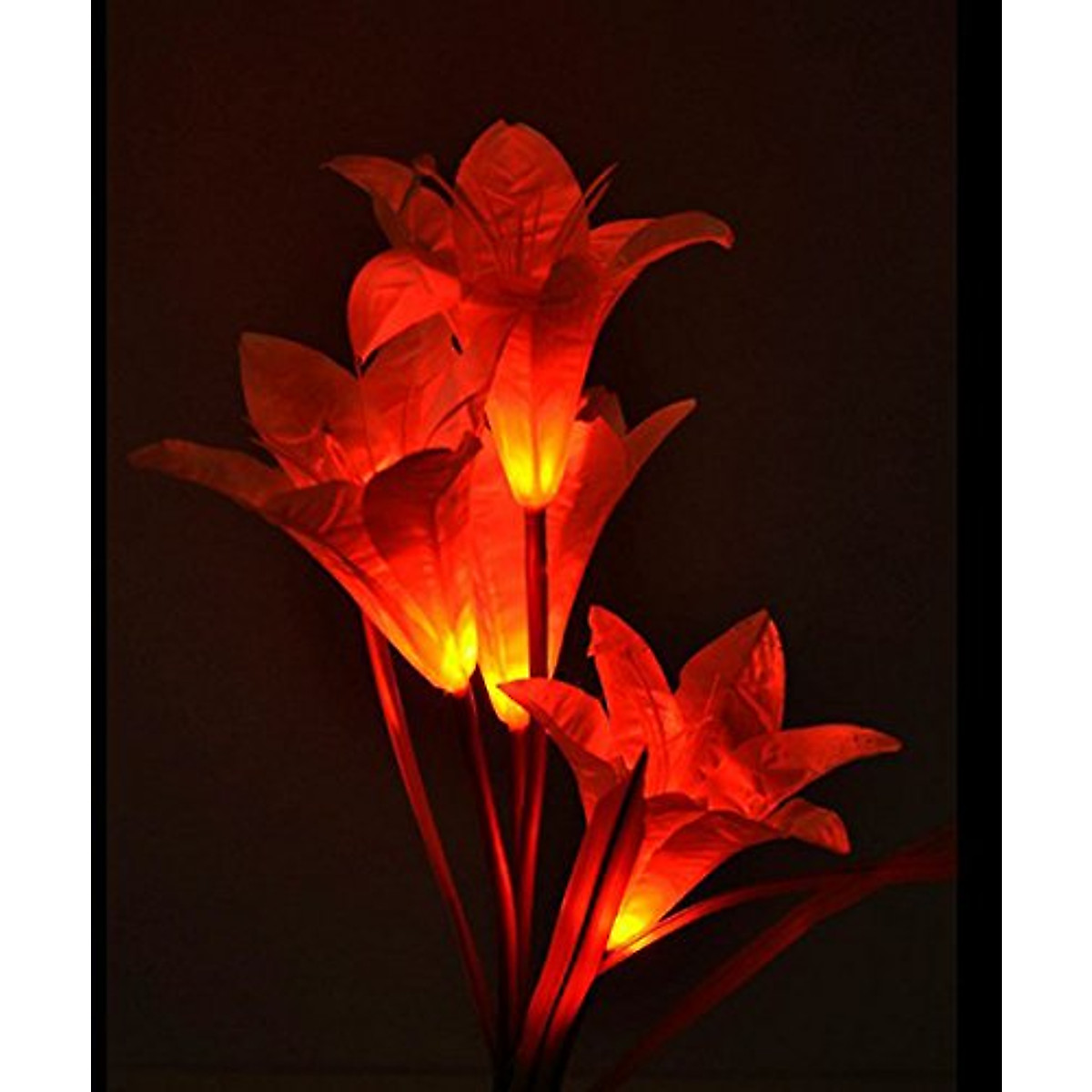 Winterworm Orange Solar 4 LED Lily Flower Light Outdoor Garden Lawn Color Changing Lamp