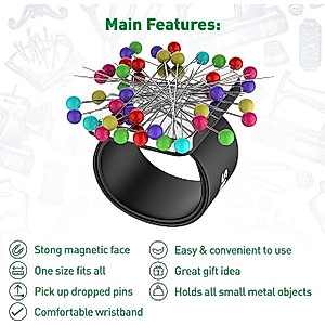 Sew Your Way Magnetic Pincushion for Sewing – Wrist Pin Holder for Sewing – Magnetic Wristband Quilting Supplies – Magnetic Pin Cushion Holder for Sewers & Hairstylist - Magnet Needle Holder Gift