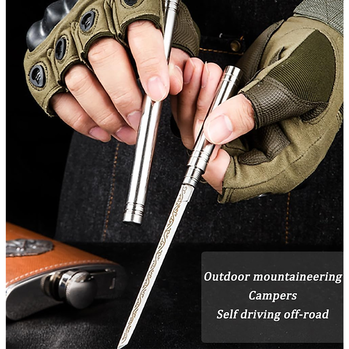 yetary Multipurpose Outdoor Portable Fruit Knife with Sheath, Portable Fruit Knife, All Steel Stick-Shaped Fruit Knife, Cuchillo Multiusos Para Fruta Portátil Para Exteriores Con Funda