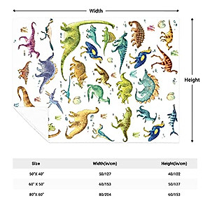 Dinosaur World Blanket Throw, Flannel Fleece Ultra-Soft Fluffy Throw Unisex Light Comfort Blanket for Couch, Sofa Living Room and Camping 60" x 80"