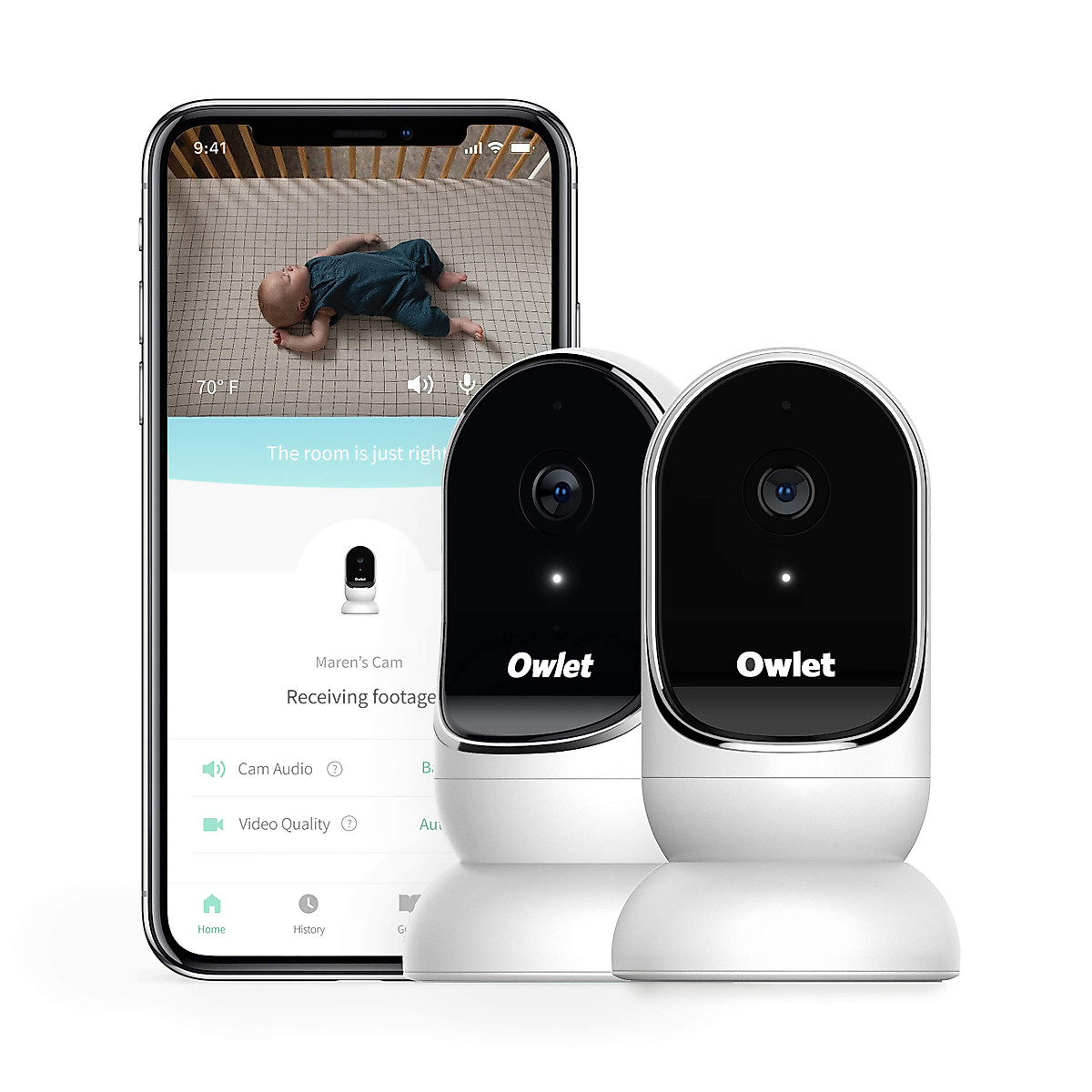 Owlet Cam 2 Pack Smart Baby Monitor - Secure, Encrypted HD Video from Anywhere, with Sound & Motion Notifications