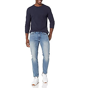 Amazon Essentials Men's Slim-Fit Long-Sleeve Waffle Shirt, Navy, Medium