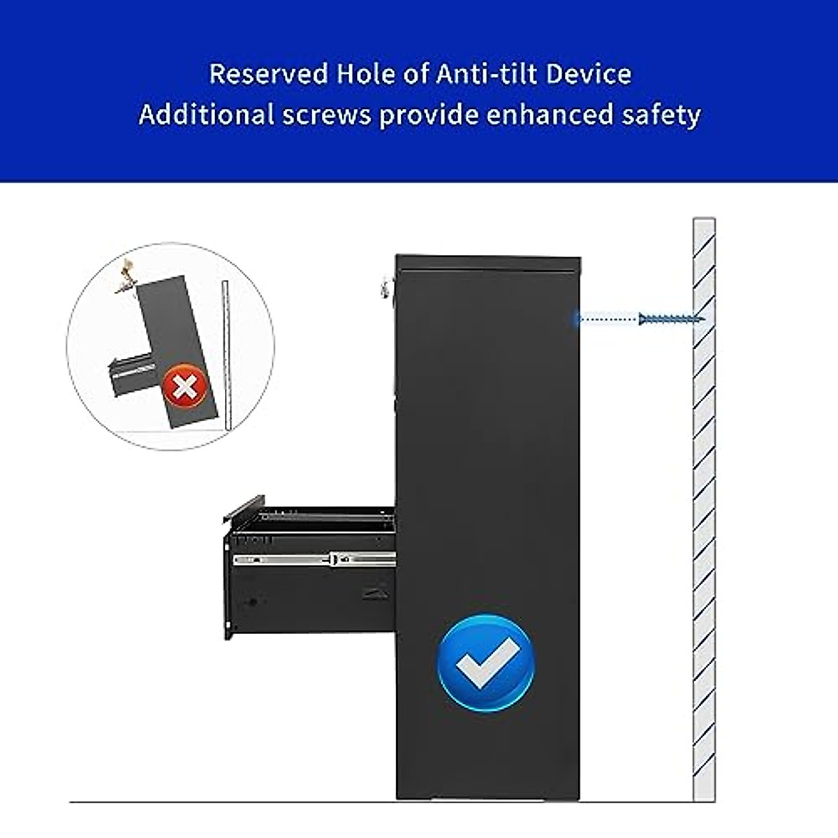 LVSTEEL Lateral File Cabinet with Lock,4 Drawer Stainless Metal Lateral Filing Cabinets, Home Office Storage Cabinets for Organization, Hanging Letter/Legal/A4,Anti-tilt Structure, Black
