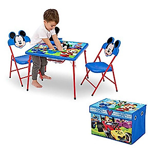 Delta Children 4-Piece Kids Furniture Set (2 Chairs and Table Set & Fabric Toy Box), Disney Mickey Mouse