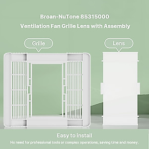 85315000 Vent Fan Cover Grille And Lens Replacement Parts for Nutone Bathroom Ventilation Plastic Cover,Bathroom Fan Exhaust Fits Broan-Nutone 663,663N,663FL,663LN,669L,669LN,669FN,770F,763RLN,769RLN