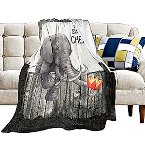 Elephant Blanket Cute Funny Elephant Decor Animal Throw Blanket Elephant Gifts for Girls Boys Super Warm Soft Plush Fleece Flannel Blanket Winter Couch Bedding Blanket for Kids Adults Women 40"x50"