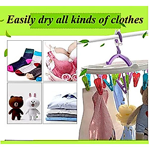 Newraturner Clothespin Rack Laundry Drying Rack,Clothes Hangers with 16 Clips,Clip Hanger Drip Hanger for Drying Underwear,Towel,Baby Clothes,Hat,Scarf,Socks,Bras,Pants,Cloth Diapers,Gloves