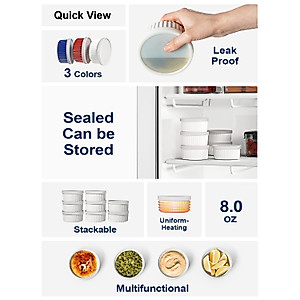 LE TAUCI 8 oz Ramekins with Silicone Storage Lids, Creme Brulee Dishes, Custard Cups for Baking, Oven Safe, Set of 6, White