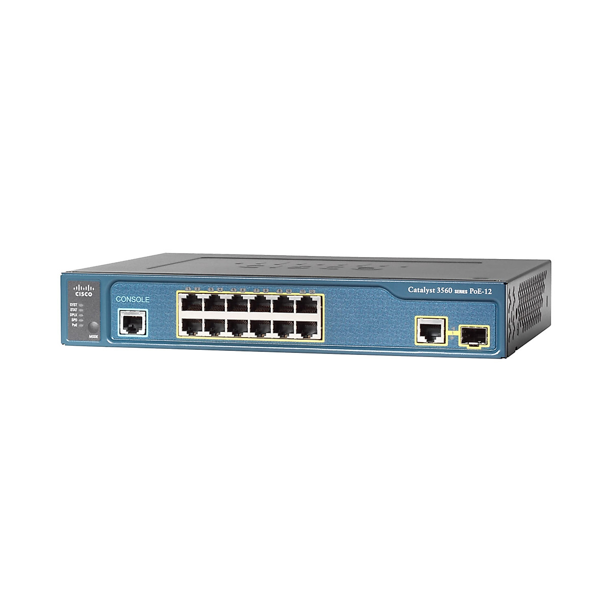 Cisco Catalyst 3560CX-12PC-S Network Switch, 12 Gigabit Ethernet (GbE) Ports, 8 PoE+ Outputs, 240W PoE Budget, 2 1G SFP and 2 1G Copper Uplinks, Enhanced Limited (WS-C3560CX-12PC-S)