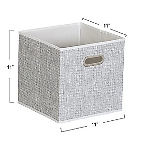 Household Essentials White Mix Set of 6 Open Fabric Cube Storage Bins, 11 x 11