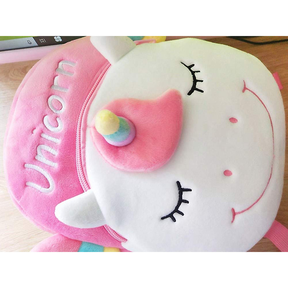 HOSBY Unicorn Backpacks Kid's Back pack Plush Bag Toy Gifts for Kids Girls Baby Double Layer (Pink Unicorn)