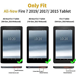 Case for All Amazon Kindle Fire 7 Tablet (9th/7th/5th Generation, 2019/2017/2015 Version) 7 inch, Multi-Angle View Adjustable Stand Auto Wake/Slee,Cowhide Farm Animal Skin Leopard Brown Cow