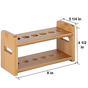 Lily's Home Bamboo Test Tube Vial Shot Glasses Holder Rack, Great as Pen Stand, Made from Bamboo with Built-in Handle, Rack Only, Glass Tubes NOT Included, 6 Tube Capacity (7/8" (22mm') Holes)