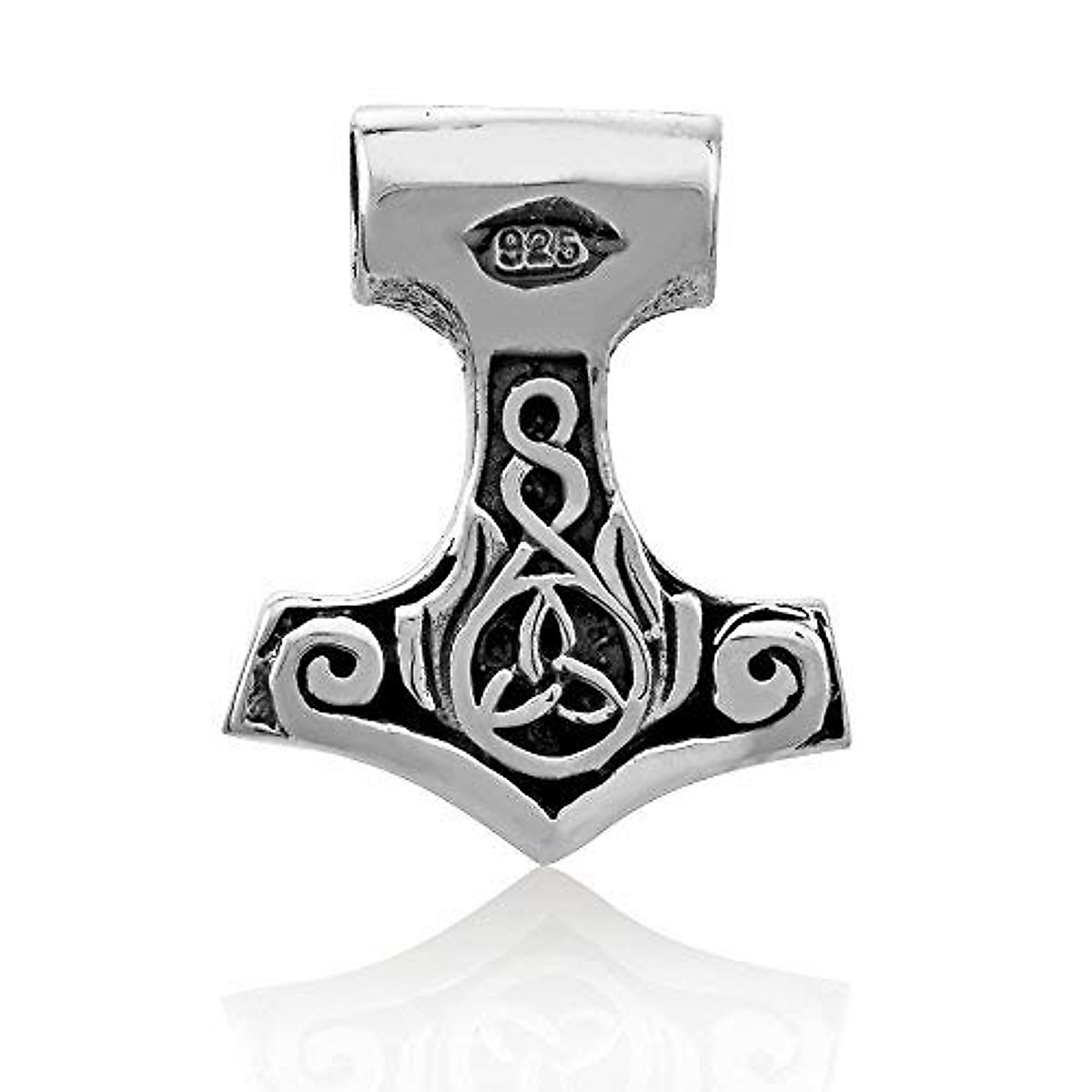 WithLoveSilver Sterling Silver Trinity Celtic Viking Amulet Hammer of Thor (Mjolnir) Pendant