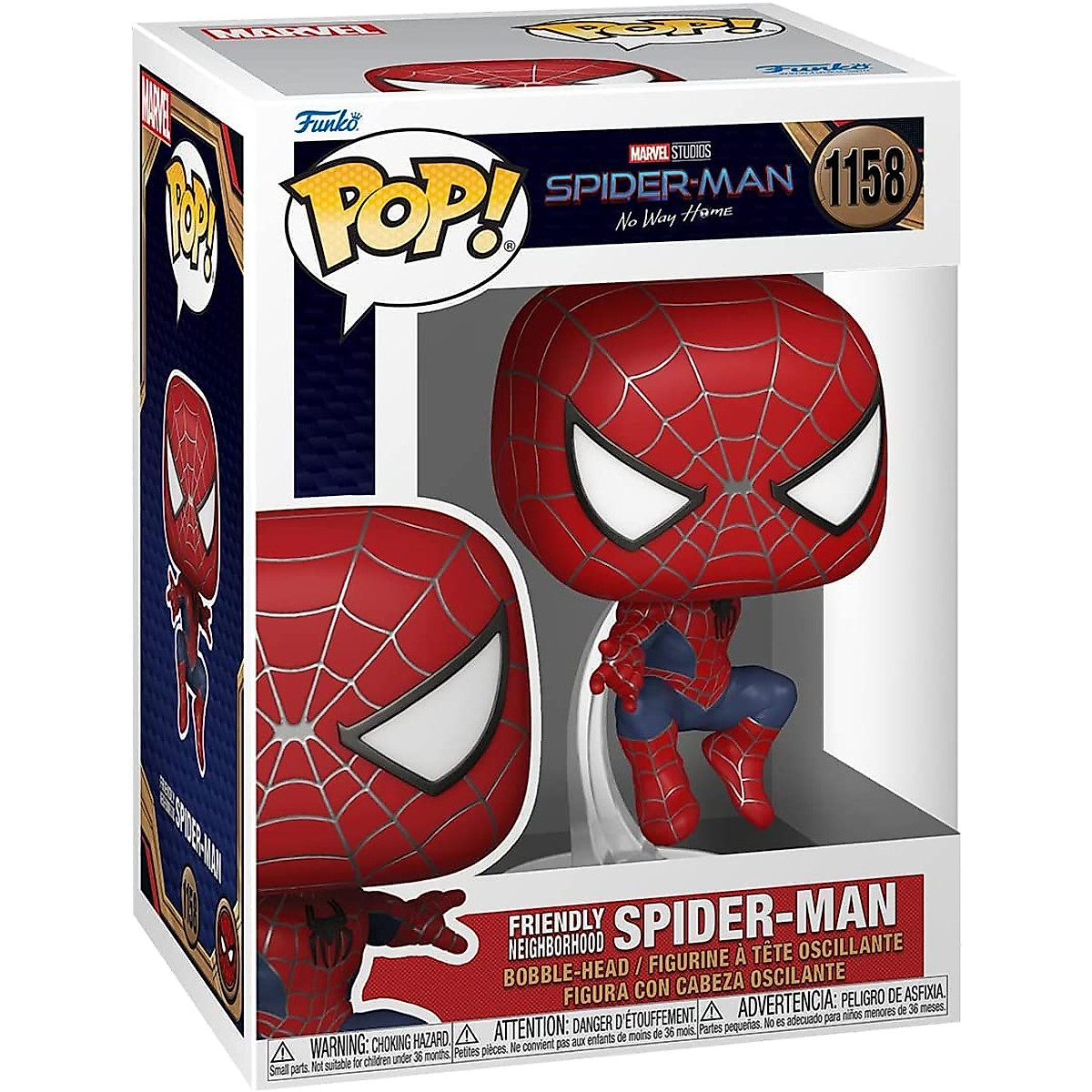 POP Marvel: Spider-Man: No Way Home - Friendly Neighborhood Spider-Man Funko Vinyl Figure (Bundled with Compatible Box Protector Case), Multicolor, 3.75 inches