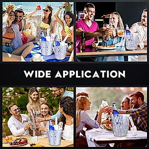 Irenare 12 Pcs Acrylic Ice Buckets for Parties 3.5 L Plastic Clear Wine Bucket with Plastic Ice Scoop and Tongs Bottle Drink Cooler Tub Ice Cube Bucket Kits Champagne Wine Beer Beverage (12 Pcs)