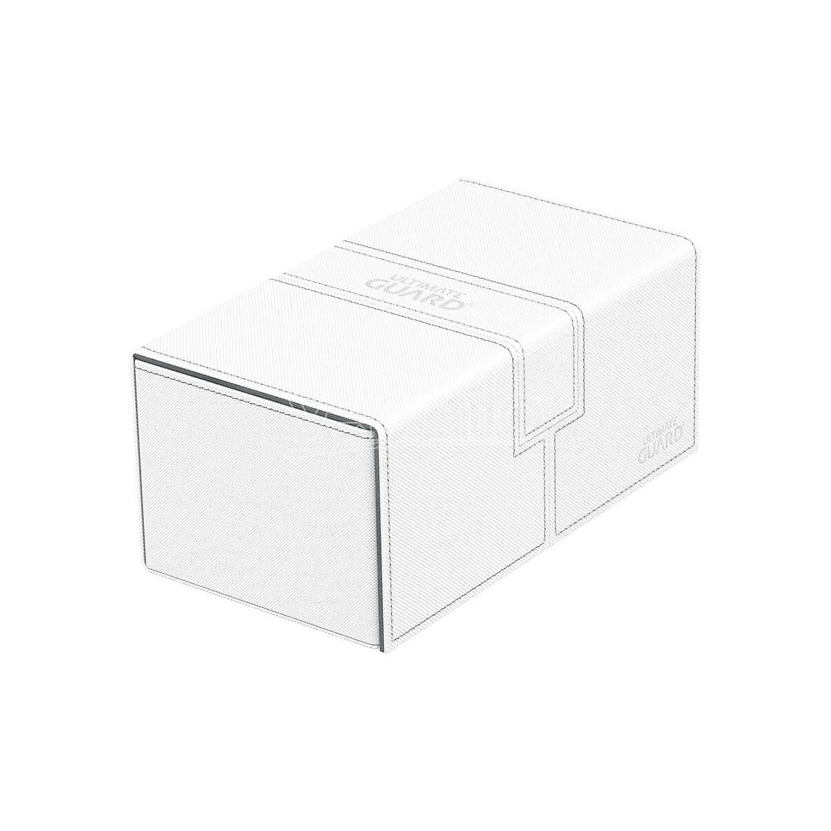 Ultimate Guard Flip 'n' Tray 200+, Deck Case for 200 Double-Sleeved TCG Cards +Dice Tray, White/Grey, Independent Magnetic Closure & Microfiber Lining