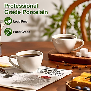 Hlukana Porcelain Espresso Cups Set of 4, 4 oz Small Coffee Mugs, White Demitasse Cups Perfect for Espresso Machine and Coffee Maker, Microwave Dishwasher Safe Espresso Cups