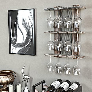 J JACKCUBE DESIGN Wine Glass Rack Wall Mounted, 12 Glassware Holder Rack Stemware Display Drying Storage For Kitchen Home Bar Decor - MK583A