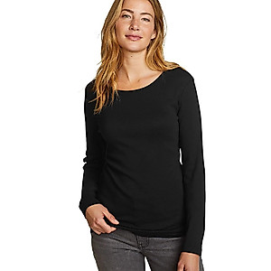Eddie Bauer Women's Favorite Long-Sleeve Crewneck T-Shirt, Black, Medium