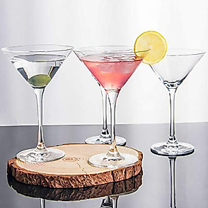 FAWLES Crystal Martini Glasses Set of 4, 9 Ounce V-Shape Straight-stemmed Classic Clear Cocktail Glasses Set, Wine Gift for Engagement Party,Work Gatherings, Housewarming