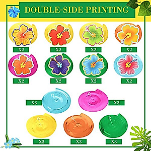 30 Pcs Hawaiian Luau Party Hanging Swirls Tropical Hibiscus Swirls Flower Foil Swirl Ceiling Decorations Hawaiian Party Accessories for Tiki Cocktail Pool Beach Summer Luau Birthday Party Supplies