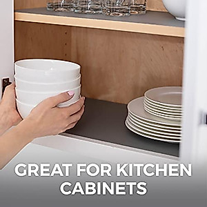 Home Genie Slip Resistant Removable Smooth Durable Drawer and Shelf Liner, Non Adhesive, Roll, Décor Kitchen Cabinet Shelves Liners, Stain Protection, Drawers, Desks, 12 Inch x 10 FT, Slate Gray