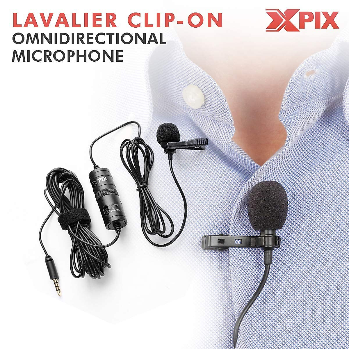 Zoom H1n 2-Input / 2-Track Portable Handy Recorder with Onboard X/Y Microphone (Blue) + Xpix Professional Lavalier Microphone, Stereo Headphones, 32GB SD Card, AAA Batteries & Charger & Accessories