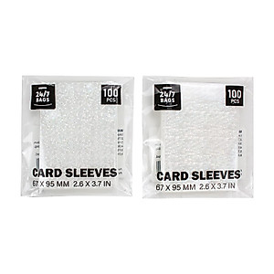 200 Top Entry Card Sleeves, 2.6”x3.7” .1 MM Thick, PVC-Free, Clear Front & Holographic Back, TCG & Collection Cards